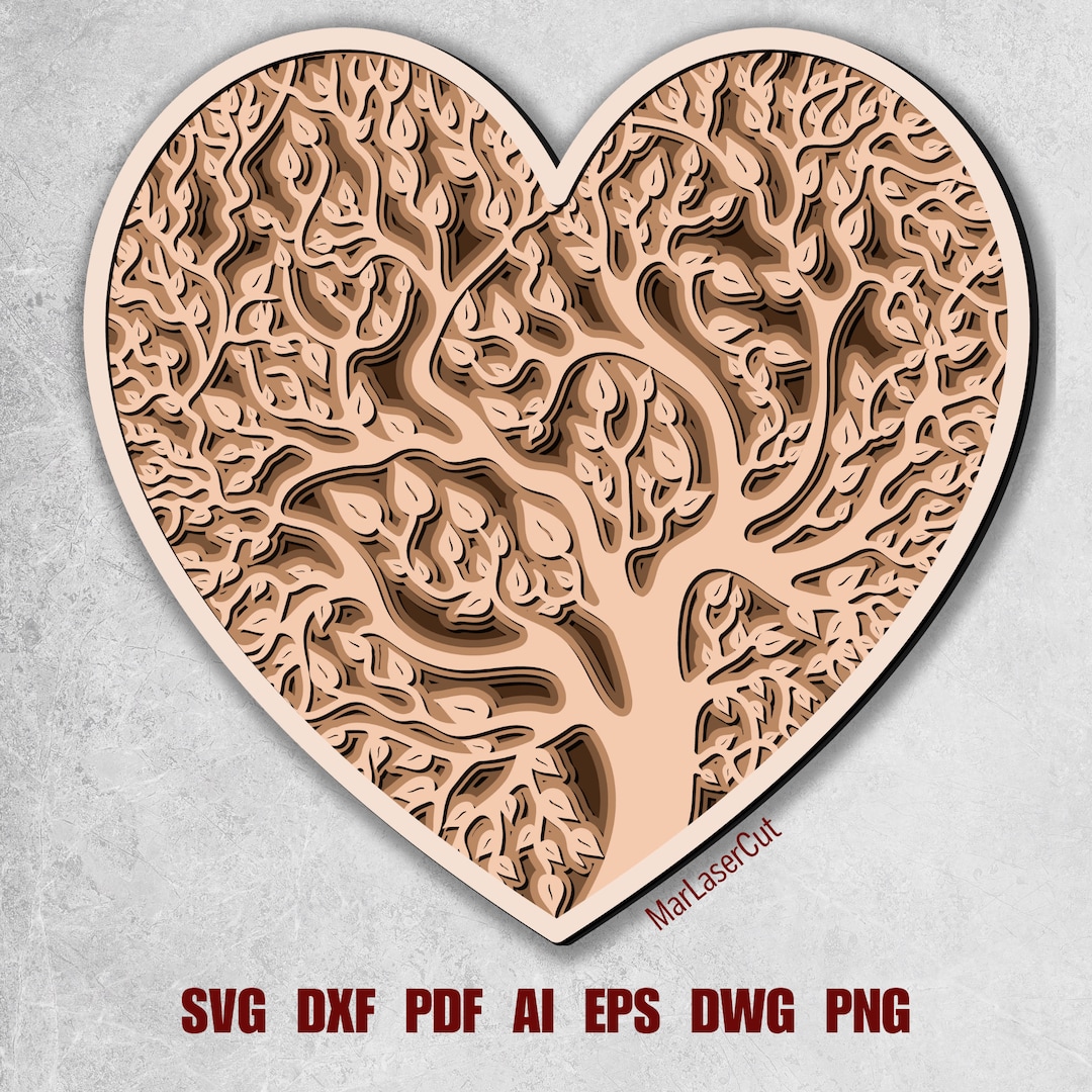 Tree of Life Layered SVG Heart SVG Cut File 3d Layer Tree of Life ...