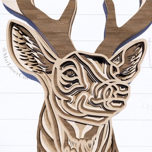 Multilayer Mountain Deer Laser Cut File Deer 3D Laser File SVG Layered ...