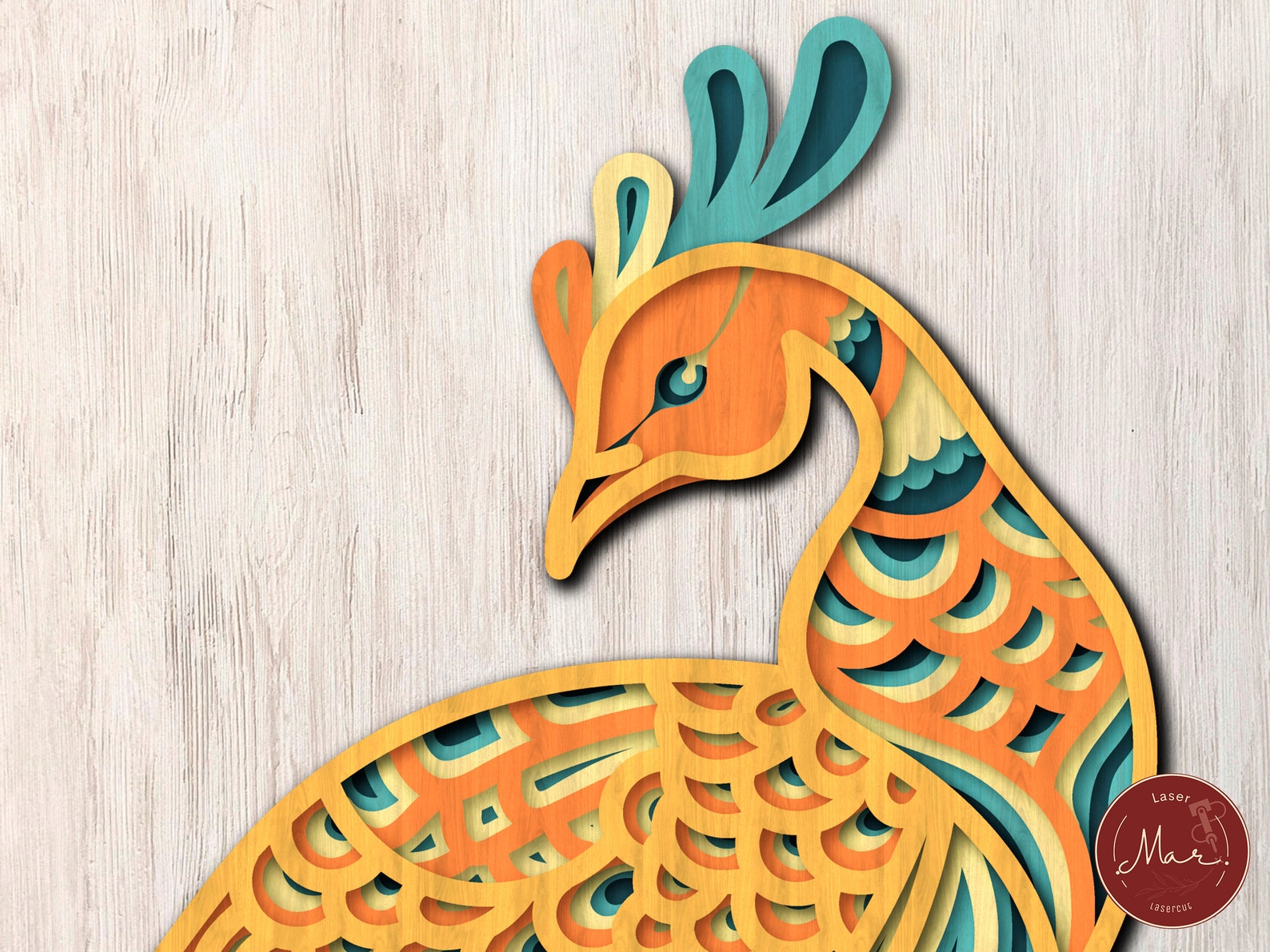 Multilayer Peacock Laser Cut File 3D Layered Peacock Layered Dxf Dwg ...