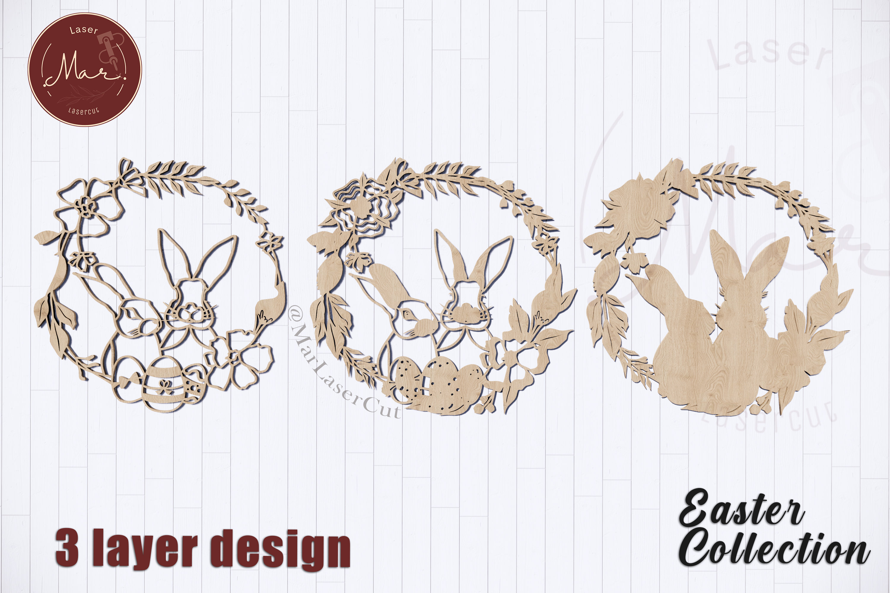 Multilayer Easter Bunnies Laser Cut 3D File SVG for Instant - Etsy