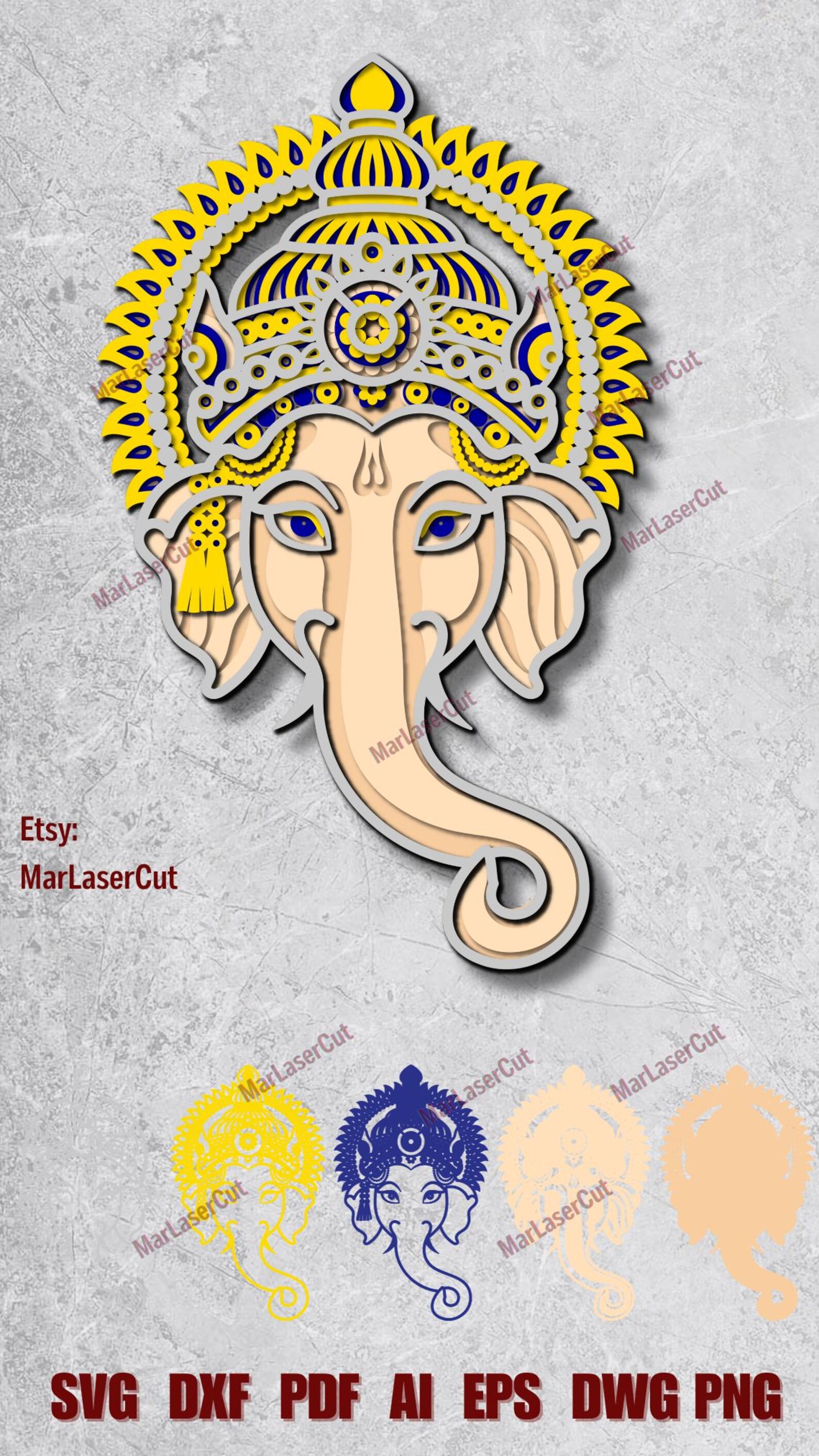 Multilayer Ganesha God Laser Cut File 3D Hinduism Mandala Layered Dxf ...