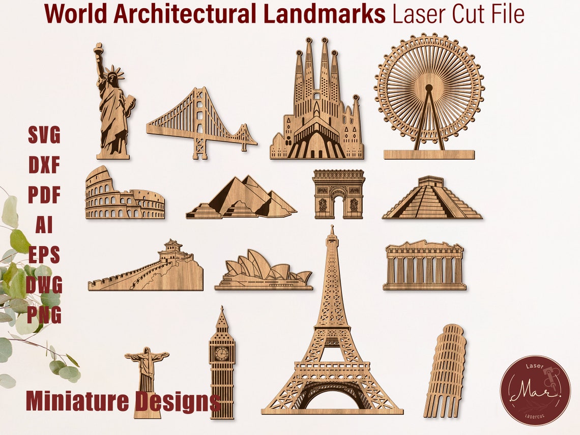 Multilayer Individual World Landmarks Laser Cut File 3D Layered World ...