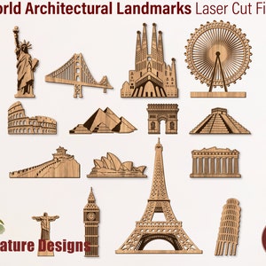 Multilayer Individual World Landmarks Laser Cut File 3D Layered World ...