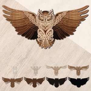 Multilayer Owl Laser Cut File Owl Mandala SVG Layer Owl CNC Multilayer ...