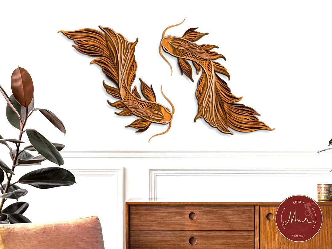 Multilayer Koi Fish Laser Cut File 3d Mandala Laser Wood File Layered ...