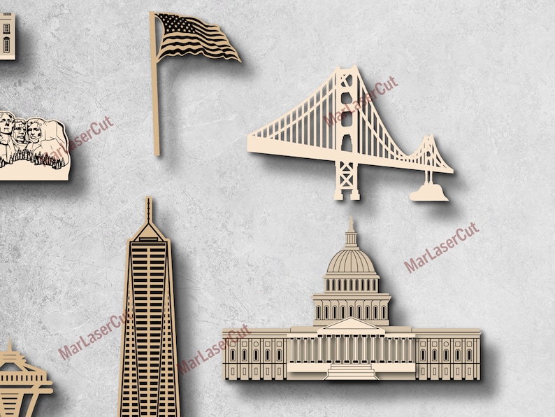 Multilayer Individual USA Landmarks Laser Cut File 3D Layered United ...