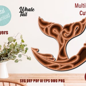 Whale Tail Laser Cut File SVG Instant Download Vector Sea Life - Etsy