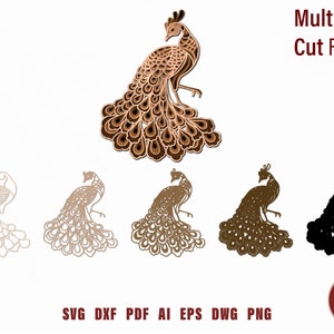 Multilayer Peacock Laser Cut File 3D Layered Peacock Layered Dxf Dwg ...