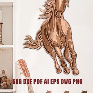 Multilayer Horse Running Laser Cut File 3D Layered Horse Layered Dxf ...