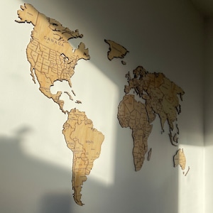 Map of the World Laser Cut File SVG Layered World Map Instant Download ...