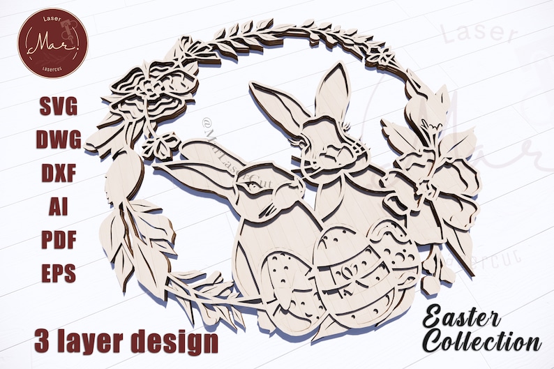 Multilayer Easter Bunnies Laser Cut 3D File SVG for Instant - Etsy
