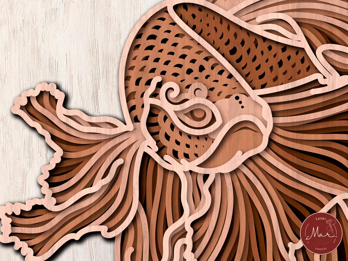 Multilayer Betta Fish Laser Cut Digital File Layered 3D Wood Mandala ...