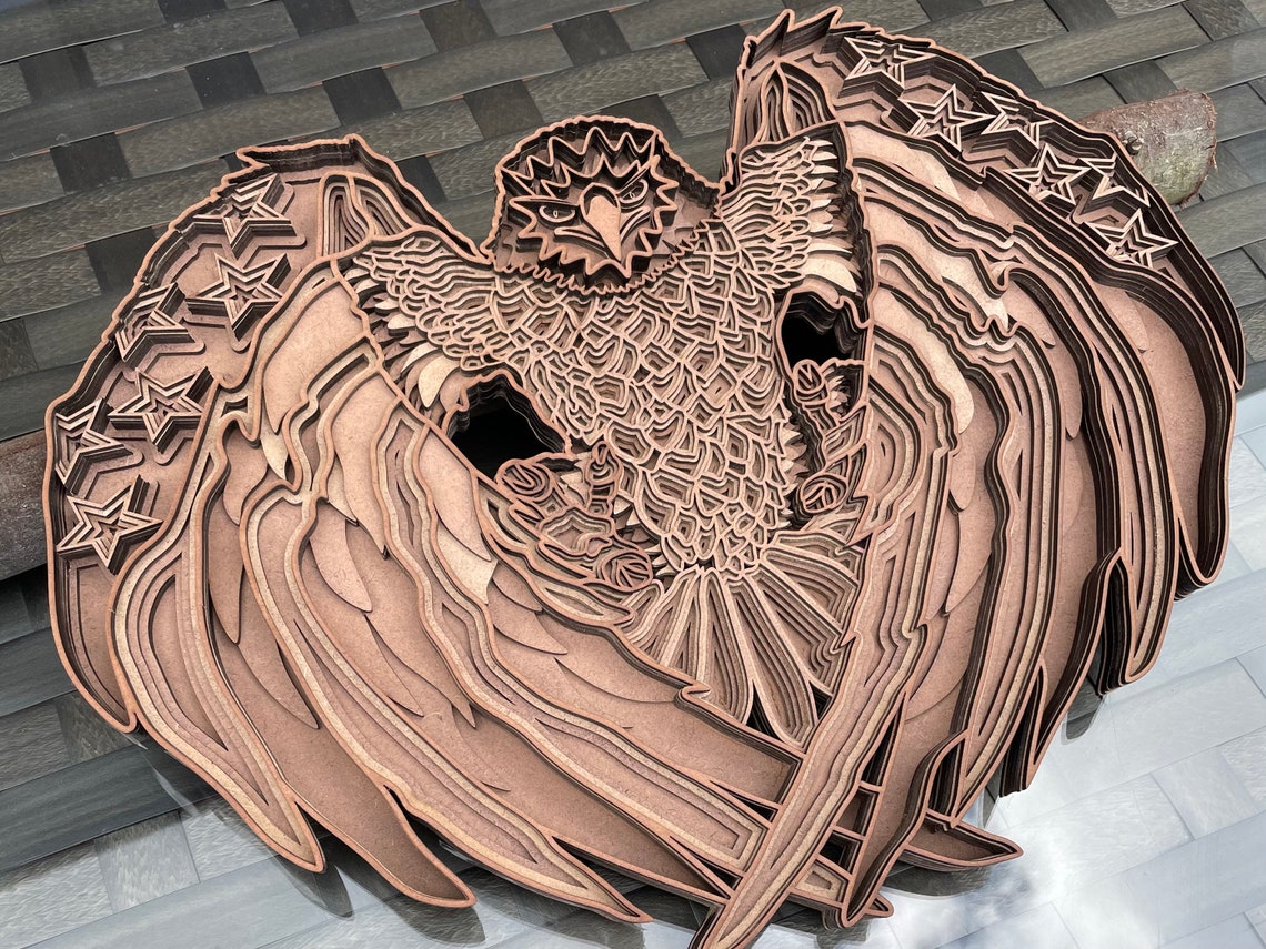 Eagle Laser Cut 3D File SVG Instant Download Vector Pattern - Etsy