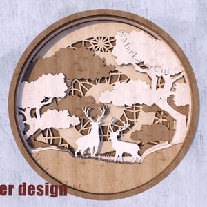 Deer With Sun Laser Cut 3D File SVG | Instant Download Vector Pattern ...