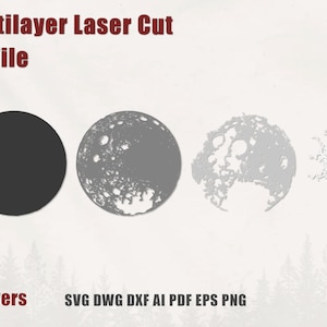 4 Layers Multilayer Full Moon Laser Cut 3D File SVG Detailed Moon Laser ...