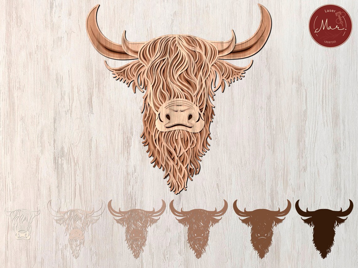 Multilayer Highland Cow Laser Cut File 3D Layered Cow Layered - Etsy UK