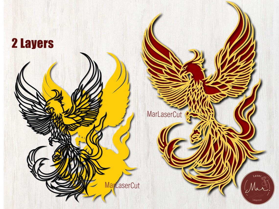 Multilayer Phoenix Laser Cut File 3D Layered Phoenix Paper Cut SVG ...