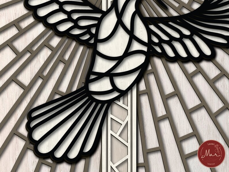 Layered Holy Dove With Cross Laser Cut File 3D Multilayer Cross Layered ...