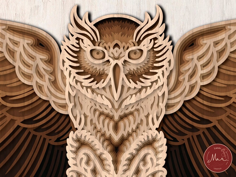 Multilayer Owl Laser Cut File Owl Mandala SVG Layer Owl CNC Multilayer ...