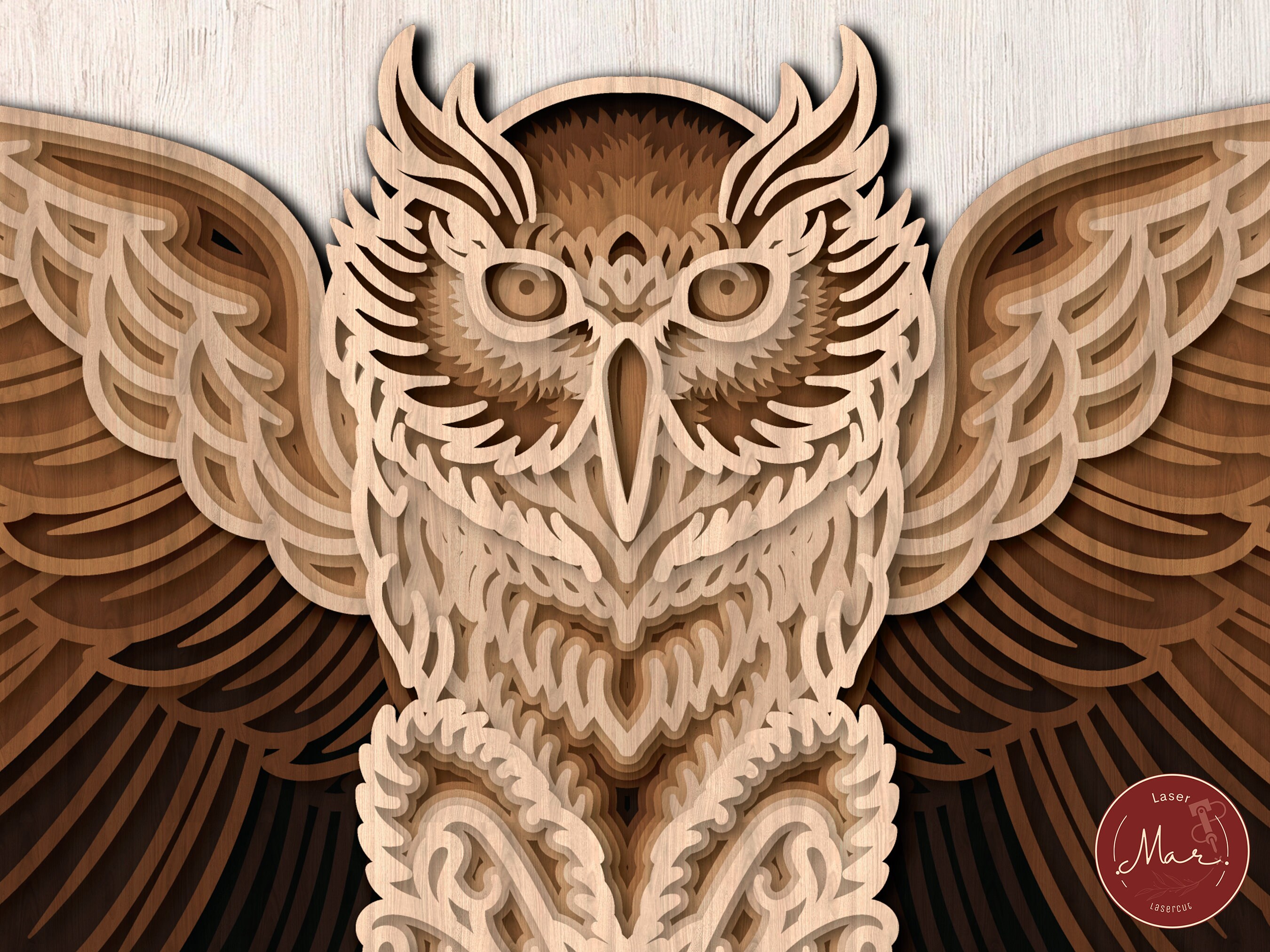 Multilayer Owl Laser Cut File Owl Mandala SVG Layer Owl CNC Multilayer ...