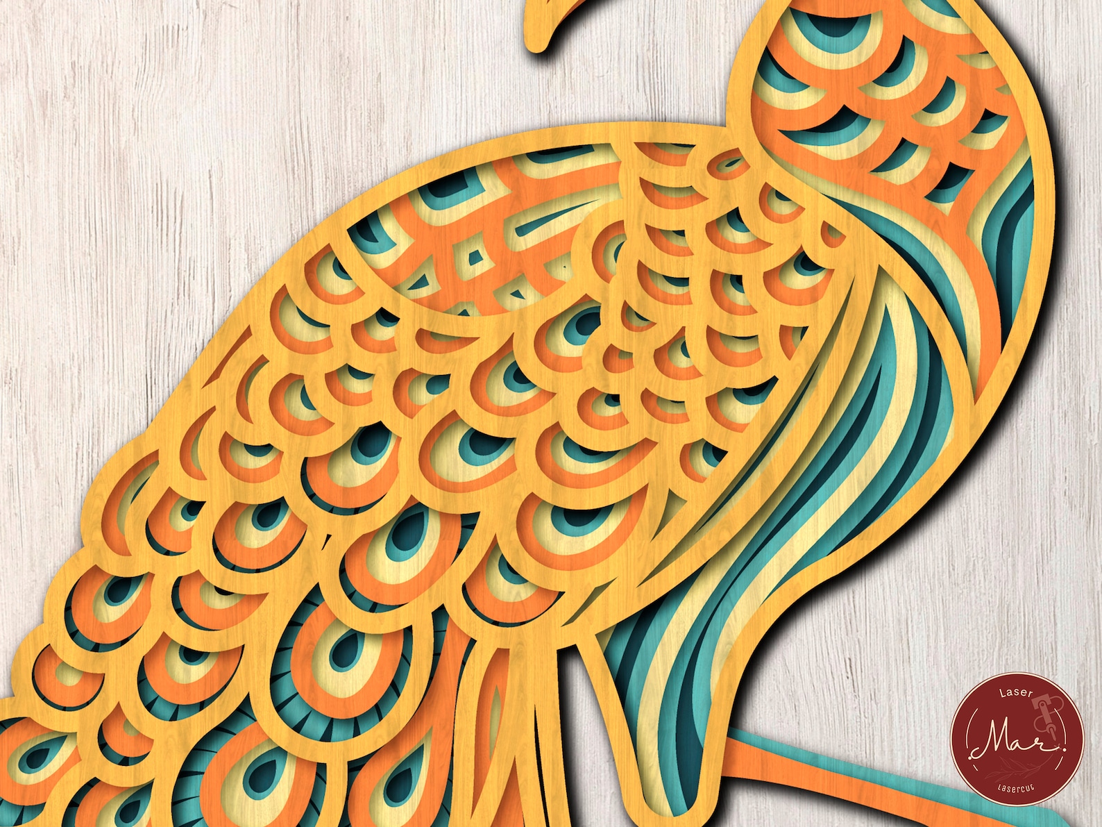 Multilayer Peacock Laser Cut File 3D Layered Peacock Layered Dxf Dwg ...