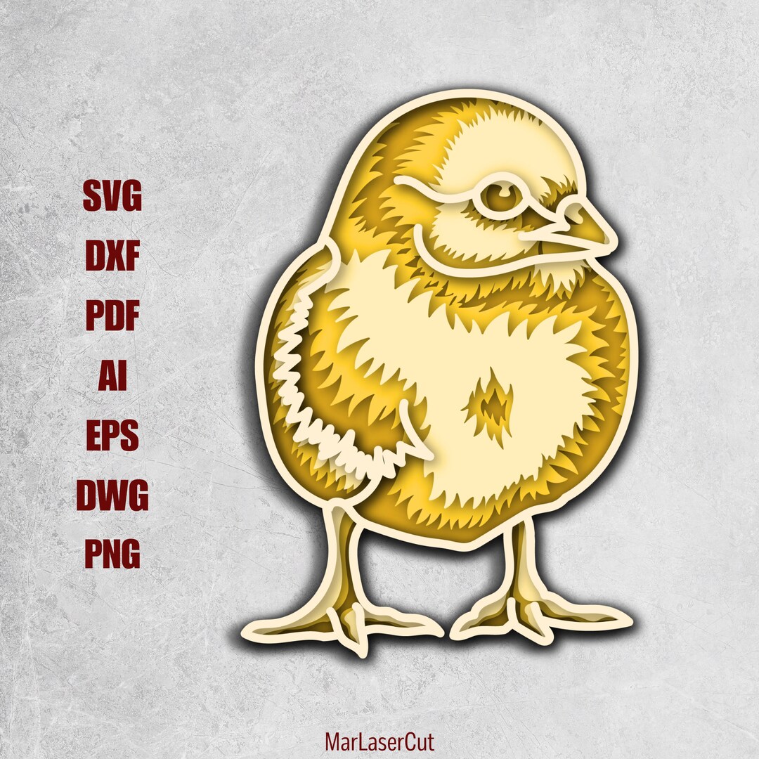 Multilayer Chick Laser Cut File 3D Layered Baby Chicken Layered Dxf Dwg ...