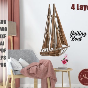 Sailing Boat Laser Cut 3D File SVG Multilayer Sailboat Laser Cut File ...