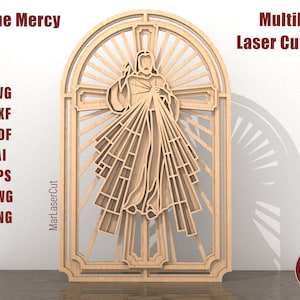 Layered Divine Mercy Laser Cut File 3D Multilayer Cross Layered Jesus ...