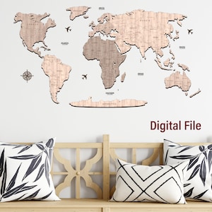 Map of the World Laser Cut File SVG Layered World Map Instant Download ...
