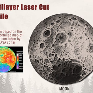11 Layers - Full Moon Laser Cut 3D File SVG for CNC Laser Dxf Svg Eps ...