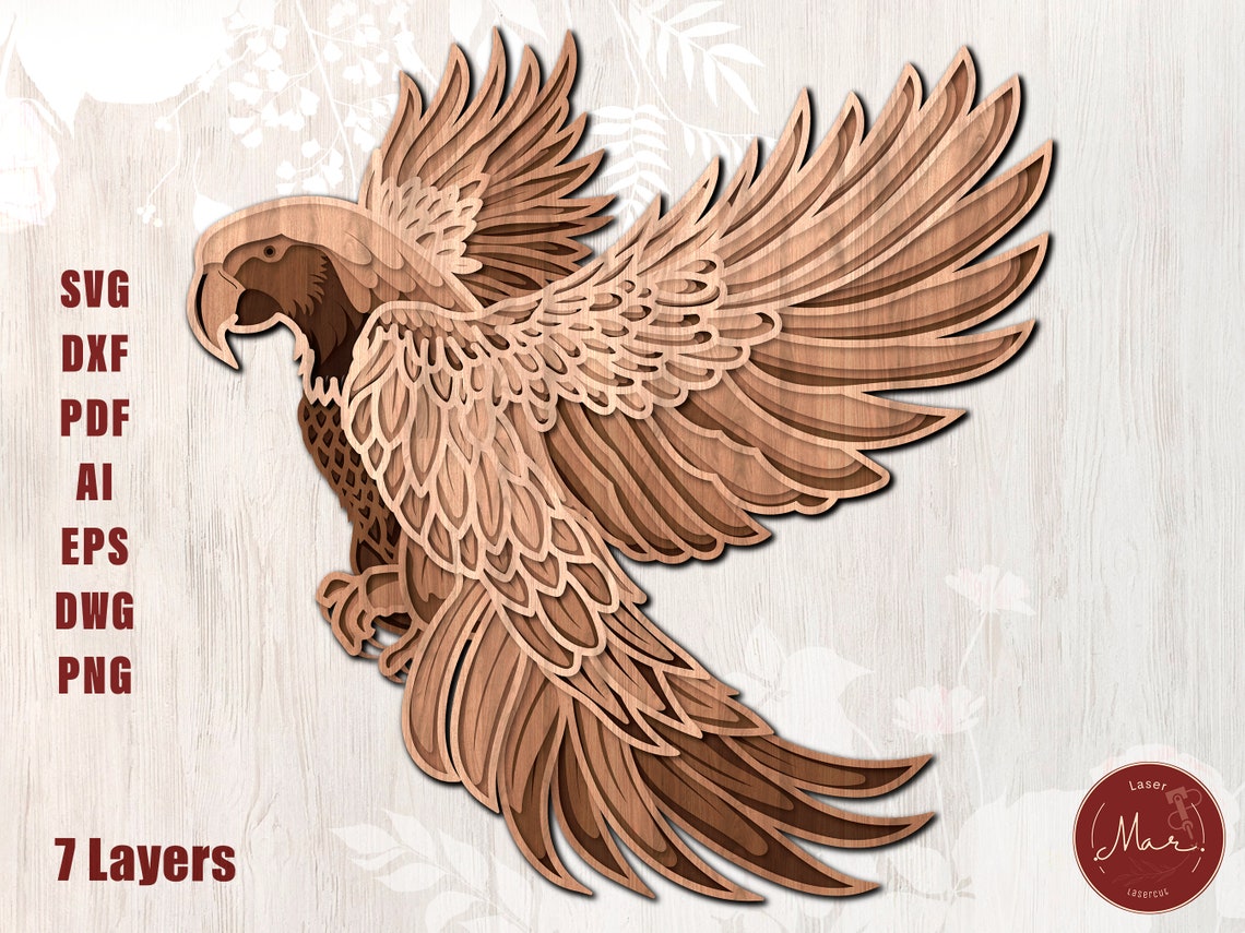 Multilayer Parrot Laser Cut File 3D Layered Parrot Paper Cut File SVG ...