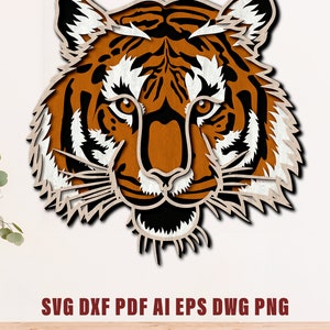 Multilayer Tiger Head Laser Cut File 3D Tiger Mandala Layered Dxf ...