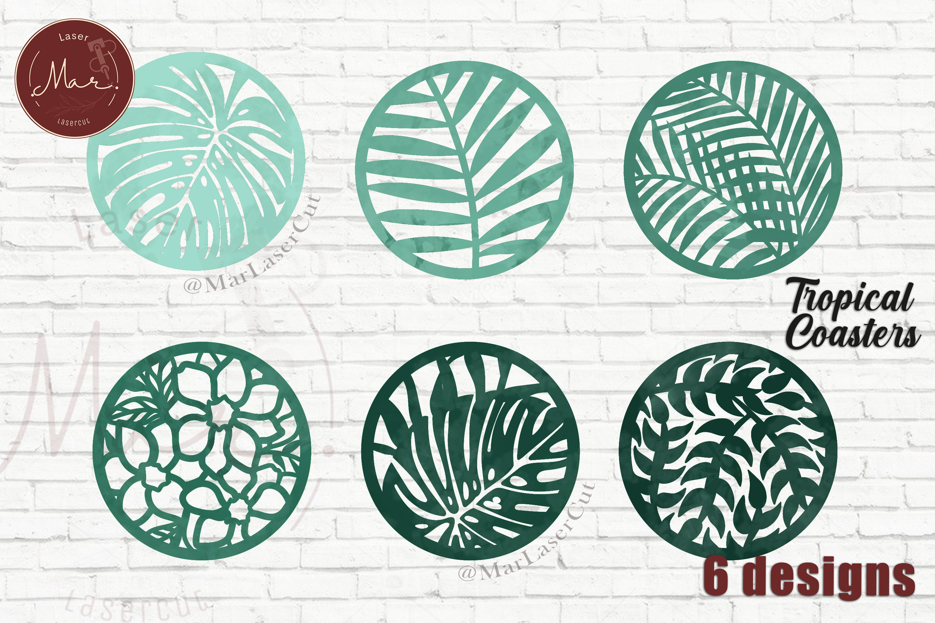 Tropical Coaster Laser Cut 3D File SVG Instant Download - Etsy
