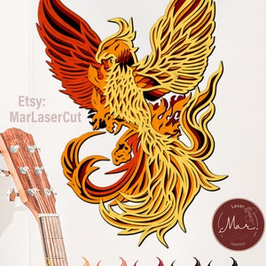Multilayer Phoenix Laser Cut File 3D Layered Phoenix Paper Cut SVG ...