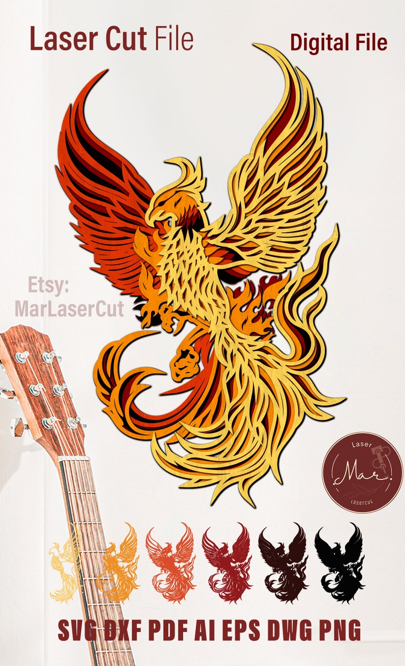 Multilayer Phoenix Laser Cut File 3D Layered Phoenix Paper Cut SVG ...