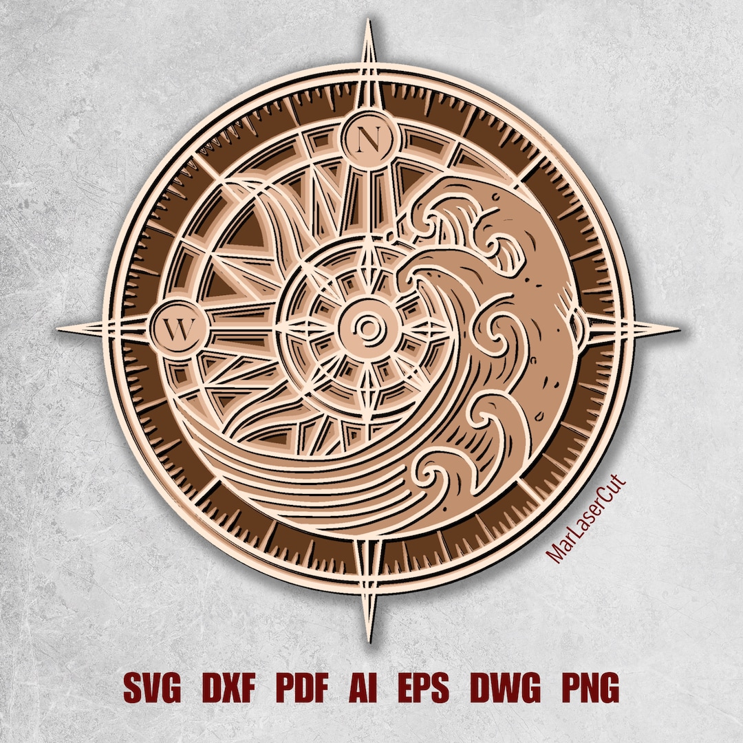 Nautical Compass SVG Compass Laser Cut File SVG Layered Nautical SVG ...