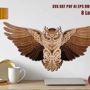 Multilayer Owl Laser Cut File Owl Mandala SVG Layer Owl CNC Multilayer ...