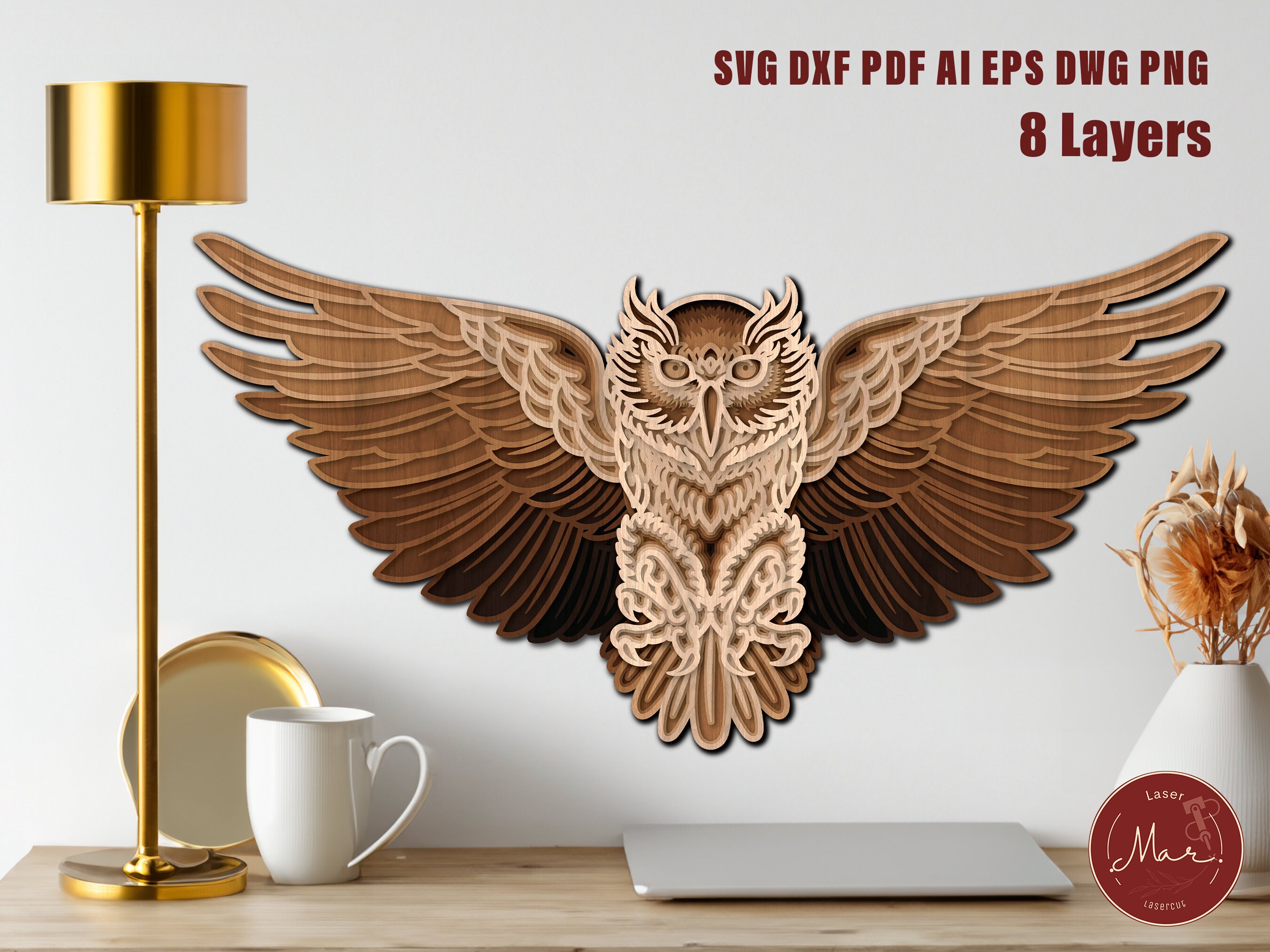 Multilayer Owl Laser Cut File Owl Mandala SVG Layer Owl CNC Multilayer ...
