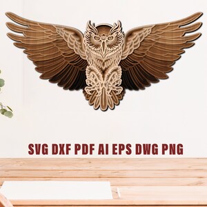 Multilayer Owl Laser Cut File Owl Mandala SVG Layer Owl CNC Multilayer ...