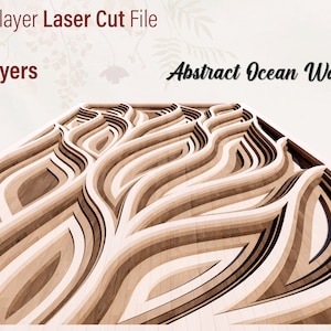 Abstract Waves Laser Cut 3D File Instant Download Ocean Multilayer ...