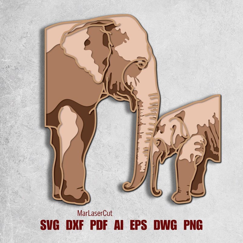Layered Elephant Svg - Etsy