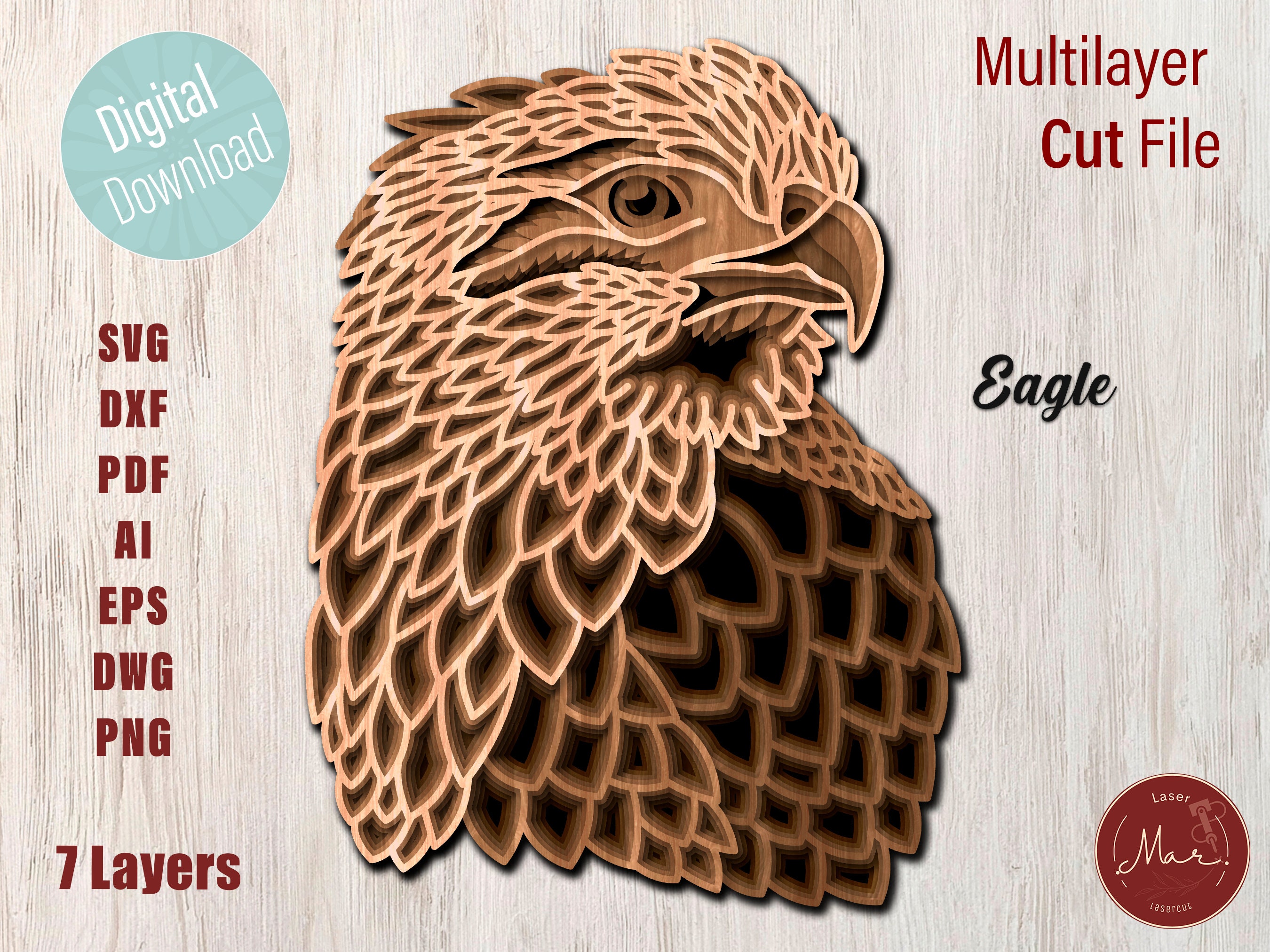 Layered Eagle Laser Cut File Eagle SVG 3D Instant Download - Etsy Australia