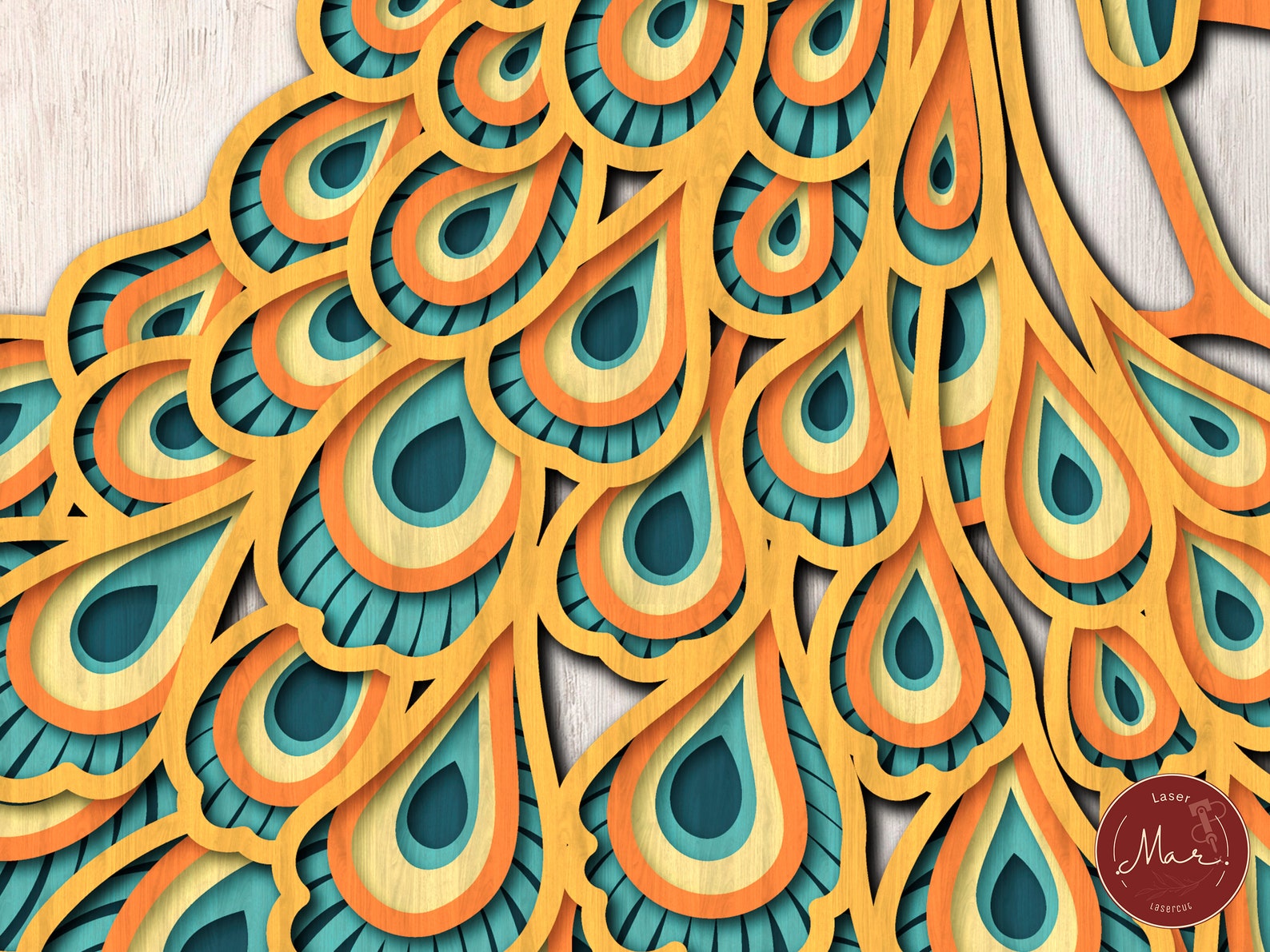 Multilayer Peacock Laser Cut File 3D Layered Peacock Layered Dxf Dwg ...