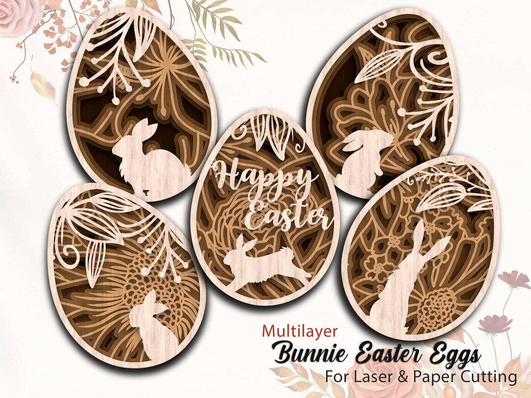 Easter Bunny Laser Cut Multi Layered Easter Laser Cut File SVG Happy ...