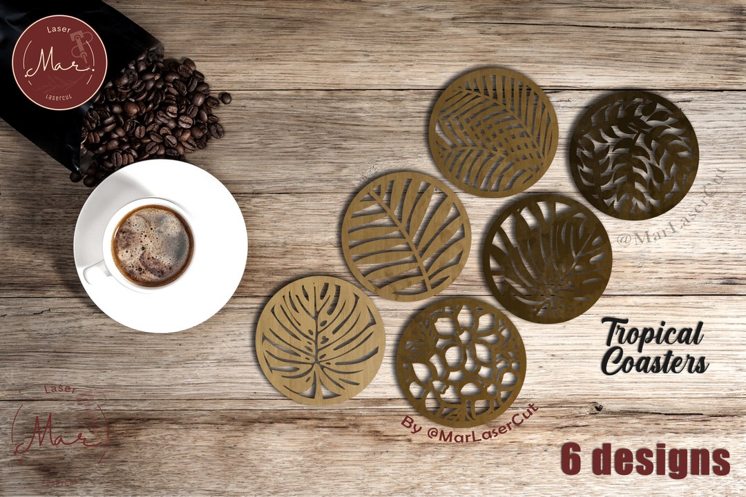 Tropical Coaster Laser Cut 3D File SVG | Instant Download Vector ...