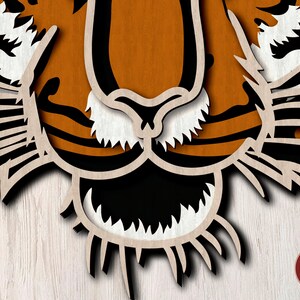 Multilayer Tiger Head Laser Cut File 3D Tiger Mandala Layered Dxf ...