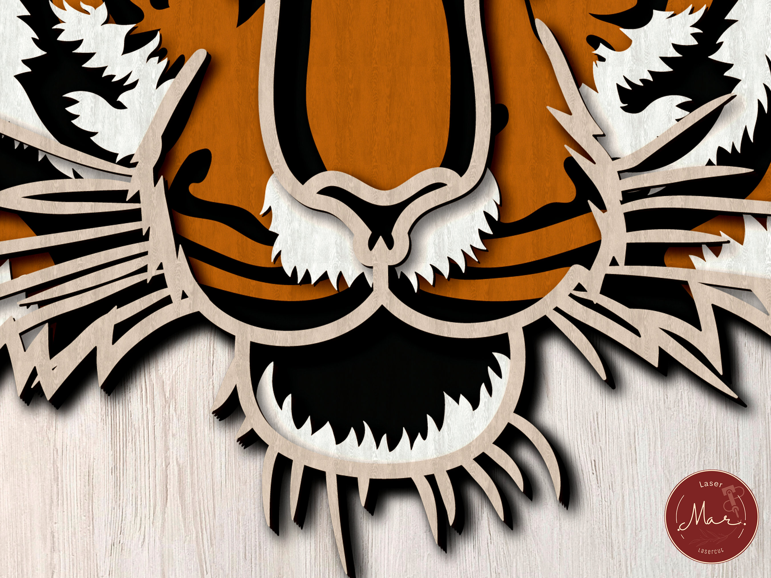 Multilayer Tiger Head Laser Cut File 3D Tiger Mandala Layered Dxf ...