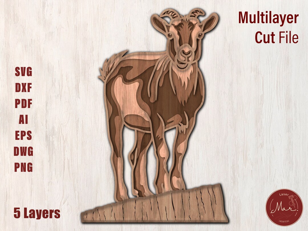 Multilayer Goat Climbing Laser Cut File 3D Layered Goat Layered Dxf Dwg ...