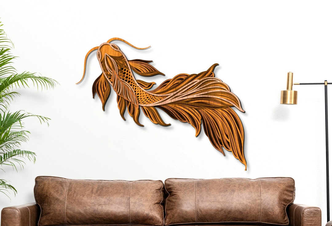 Multilayer Koi Fish Laser Cut File DXF Laser Cut Fish Mandala Koi SVG ...