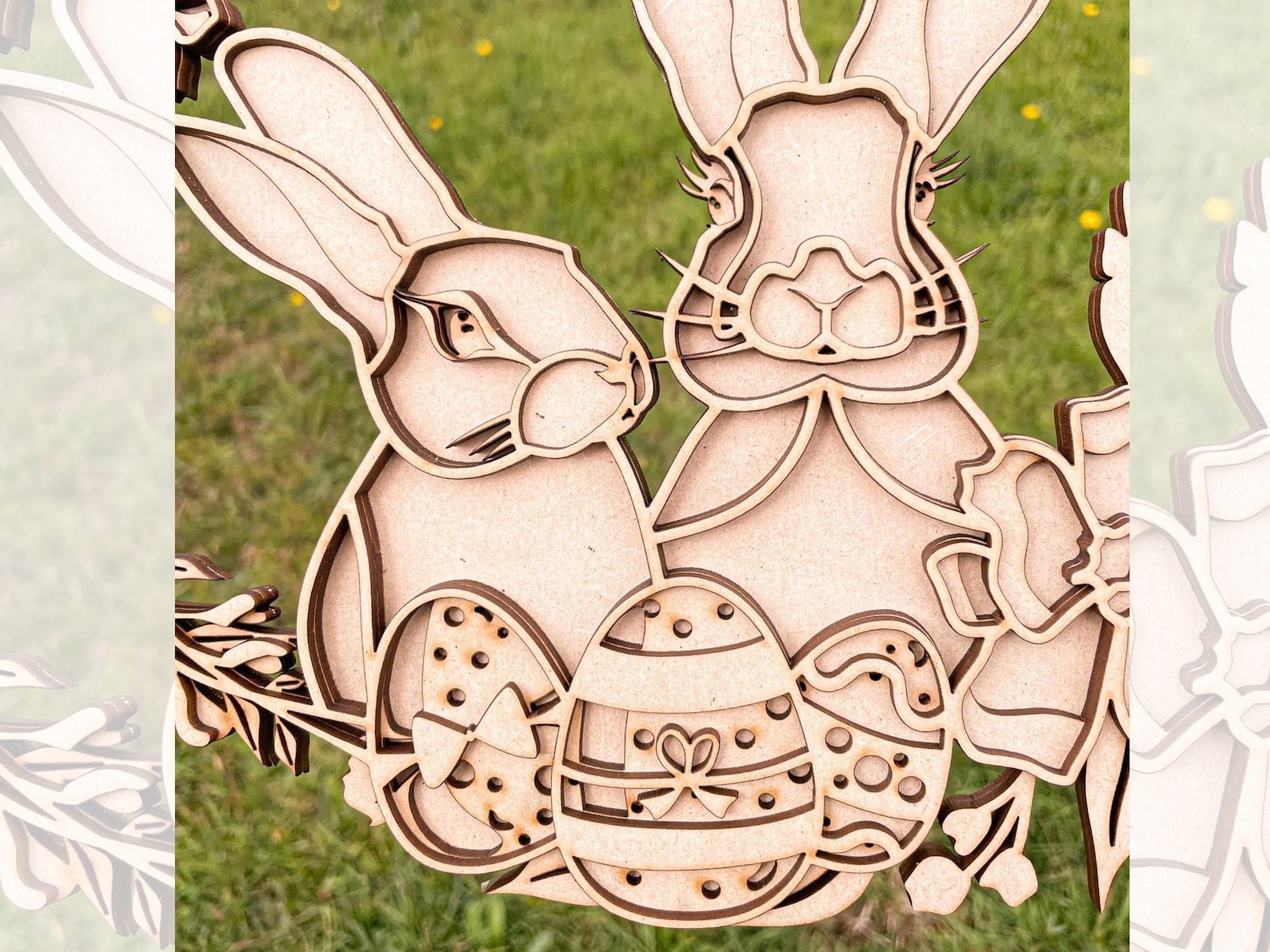 Easter Bunny Wreath Laser Cut 3D File SVG Happy Easter Laser Cut File ...